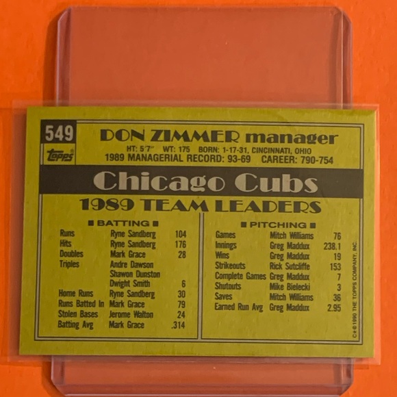 Topps | Toys | Don Zimmer 549 Manager 99 Topps Baseball Trading Card ...